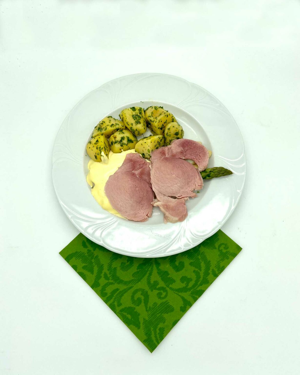 Niederösterreichischer Duroc-Beinschinken, Marchfelder Spargel mit ...